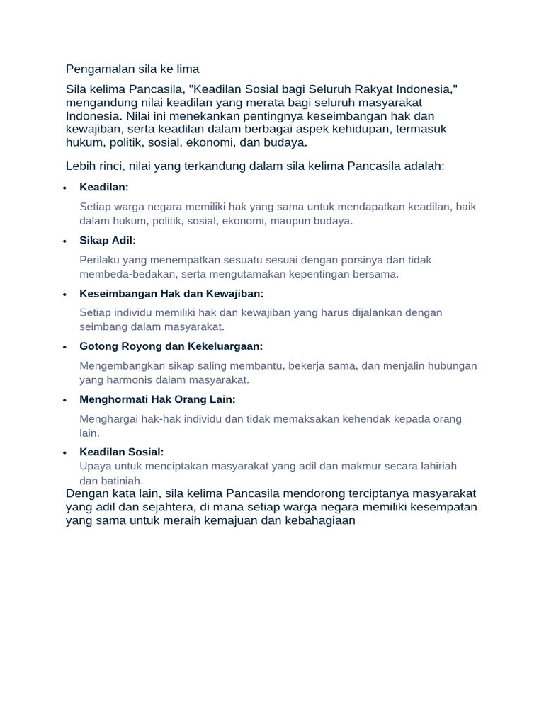 Pengamalan sila ke lima | PDF