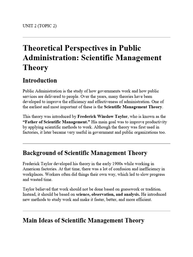 Scientific Management Theory | PDF | Economies | Business