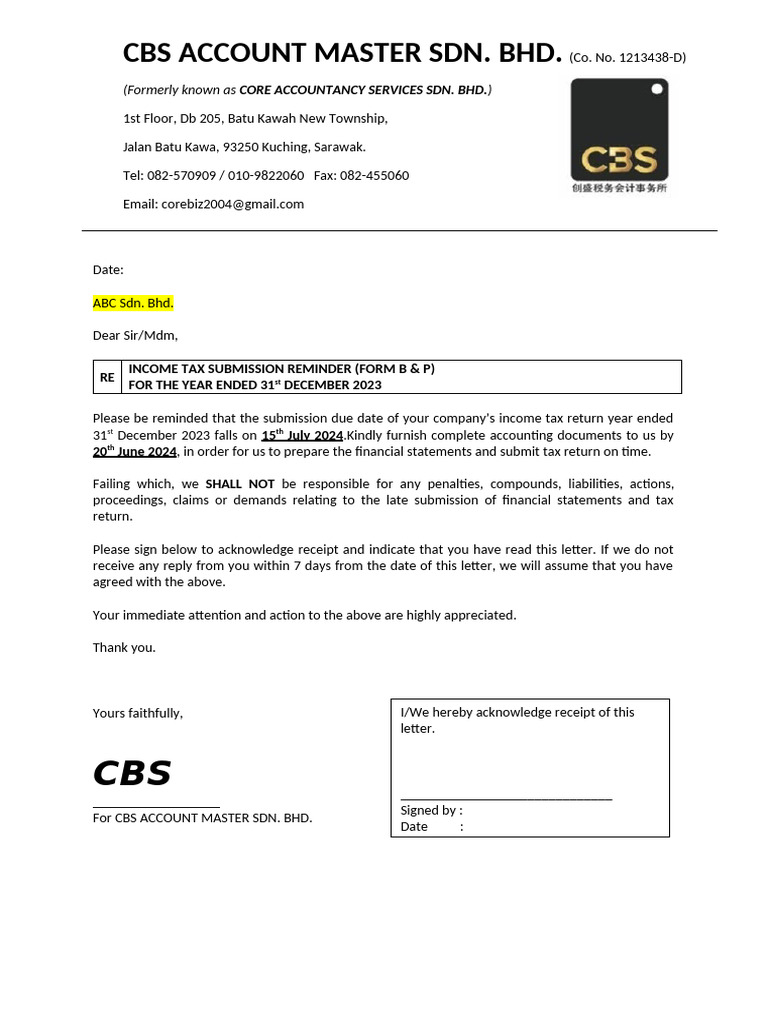 Income Tax Return Indeminity Letter | PDF