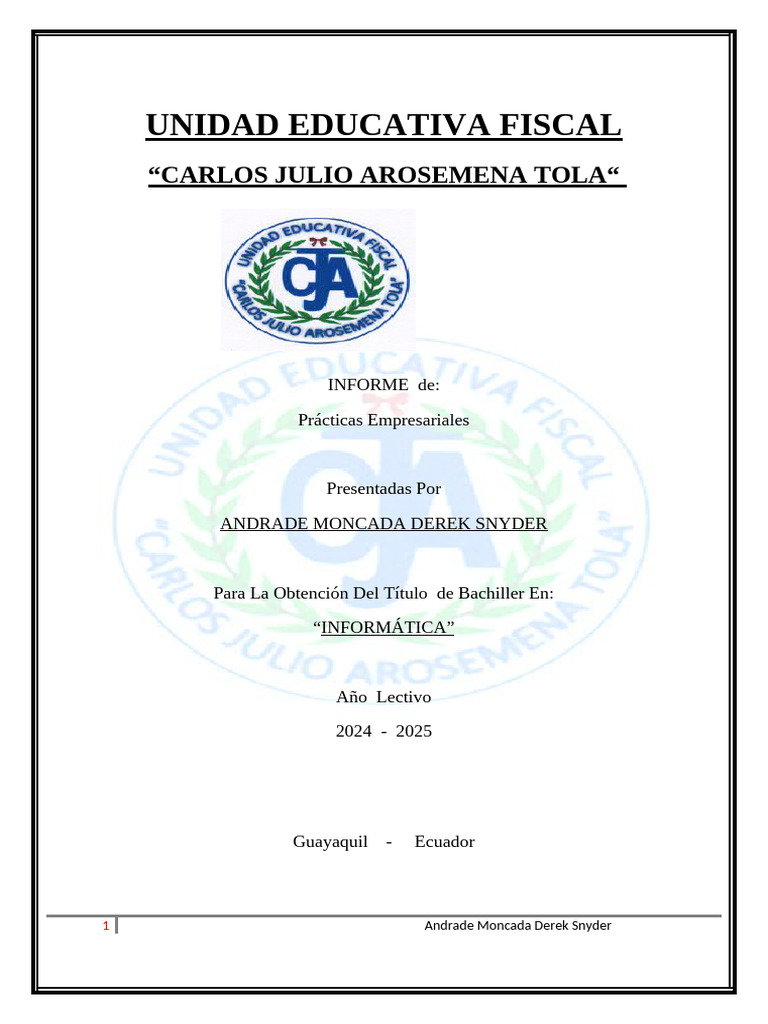 Informe de Derek Andrade-Pasantias | PDF | Universidad