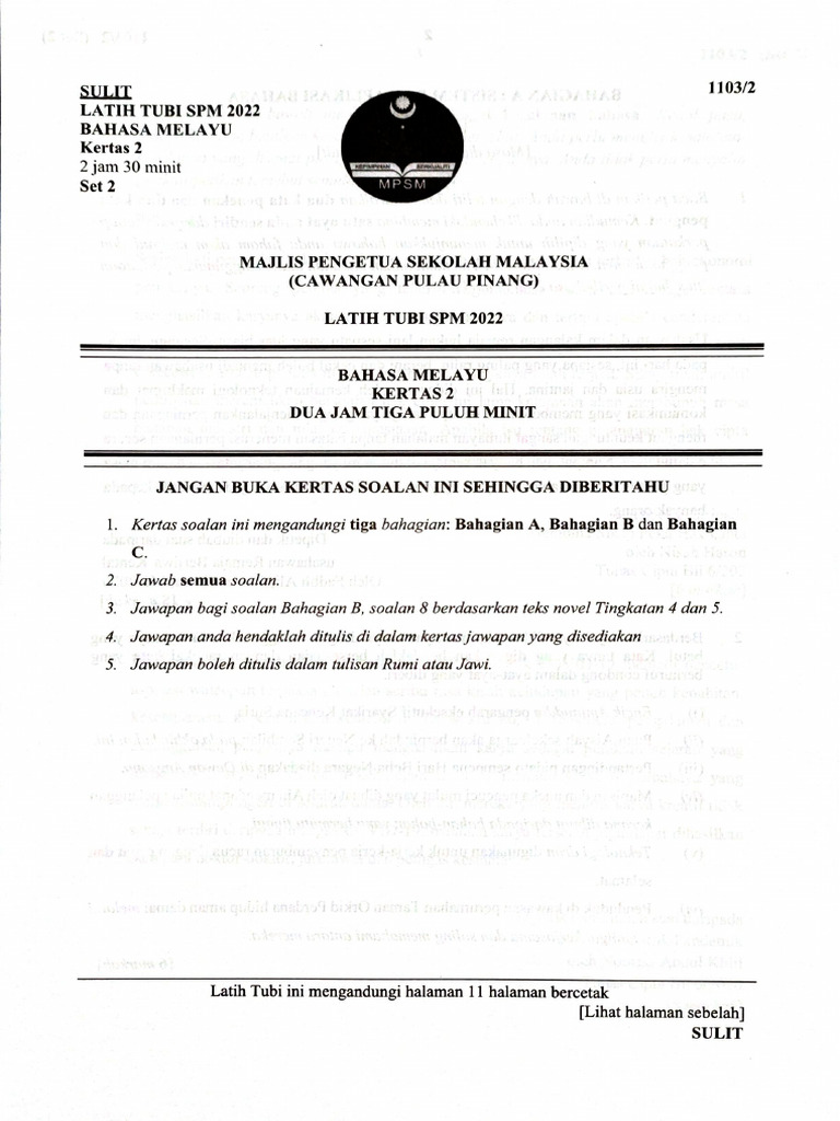 BM 2022 Ppinang k2 Set 2 | PDF