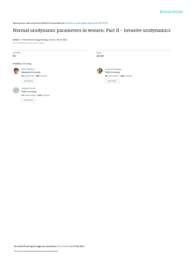 Normalurodynamicparametersinwomen_partIIinvasiveurodynamics | PDF ...