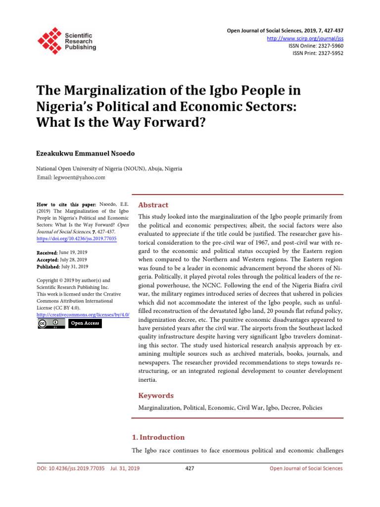 Marginalization of The Igbo People in Nigerias Political and Economic ...