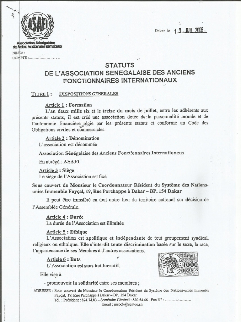 STATUTS-ASAFI (1) | PDF