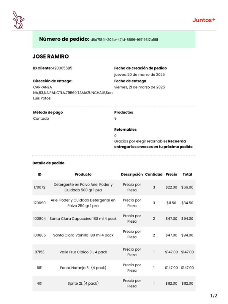 Order Detail | PDF | Coca Cola | Refresco