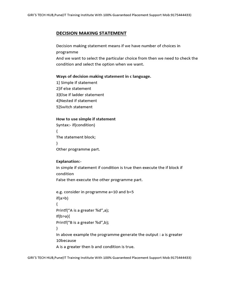 2 - Second Chapter Decision Making Statement | PDF | Computer Programming | Computing