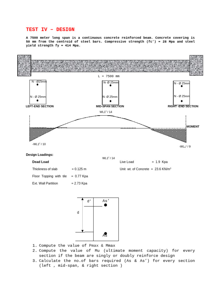 TEST IV Reinforced Concrete Design | PDF