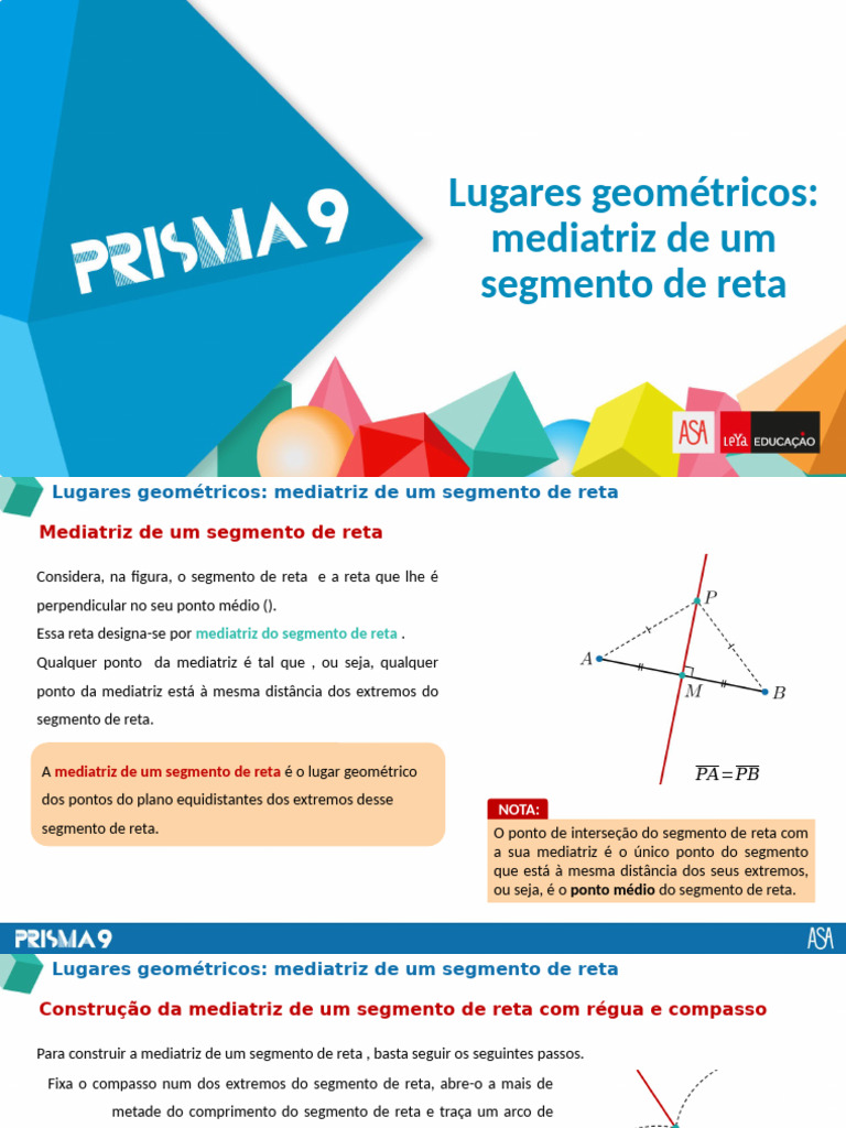 Mediatriz de Segmento de Reta: Conceitos e Exemplos | PDF | Círculo ...