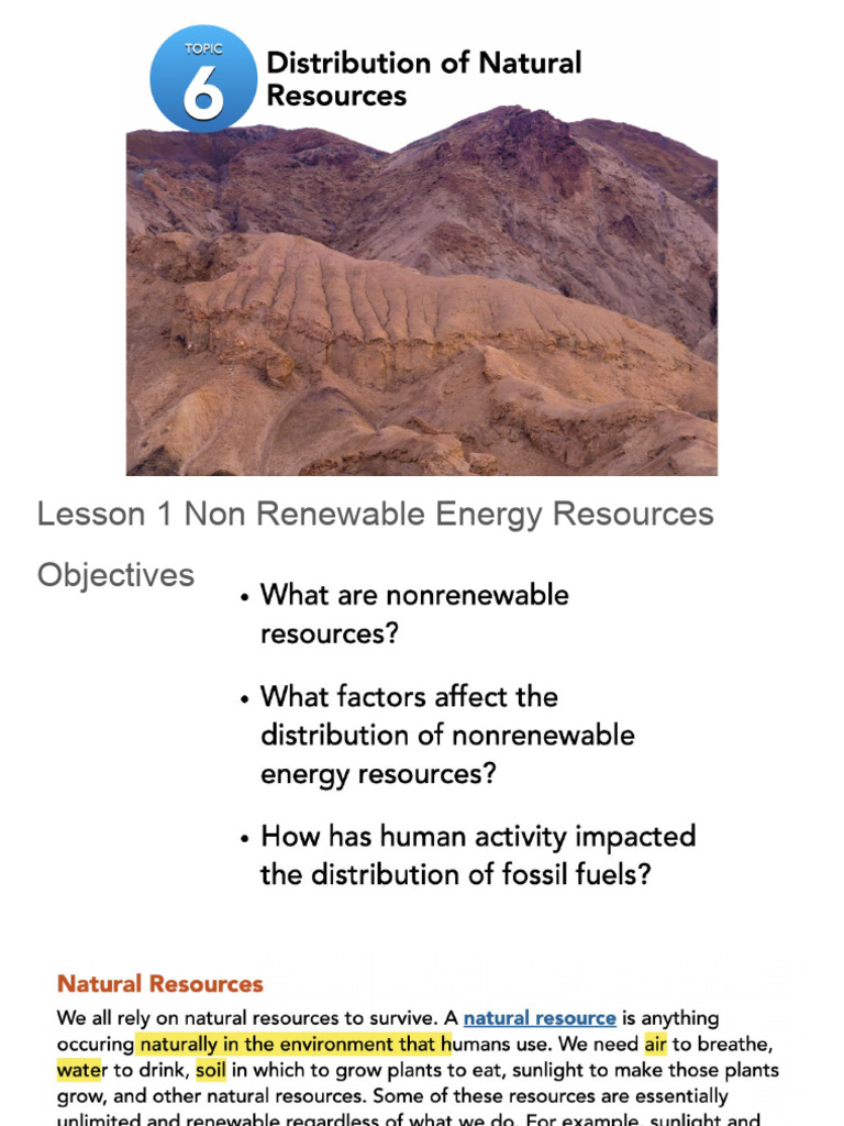 Topic 6 Lesson 1 Non Renwable Energy Resources | PDF