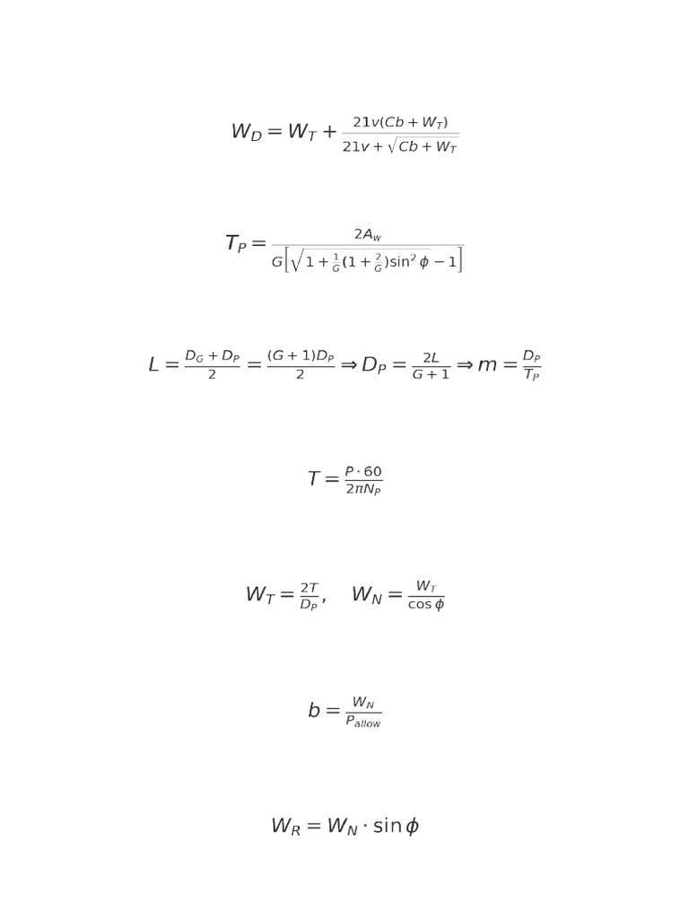 Spur Gear Equations Rendered | PDF