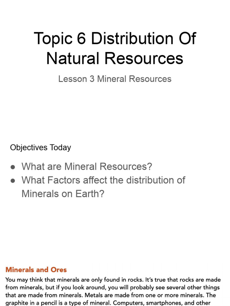 Lesson 3 Mineral Resources | PDF