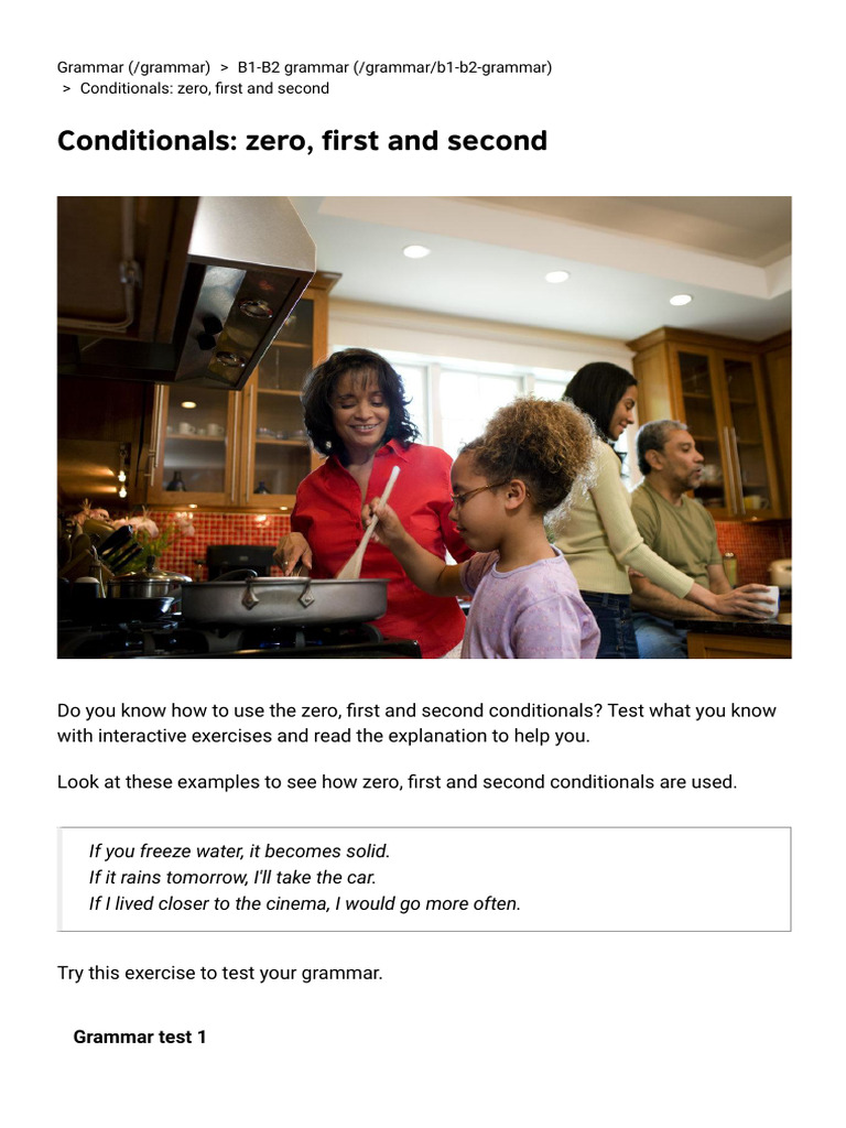 Conditionals - Zero, First and Second - LearnEnglish | PDF ...