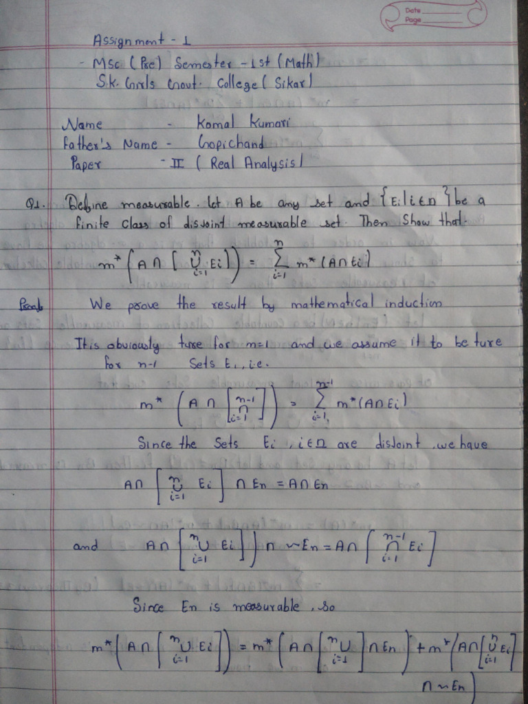 Assignment( Real Analysis) | PDF | Mathematical Concepts | Mathematical Analysis
