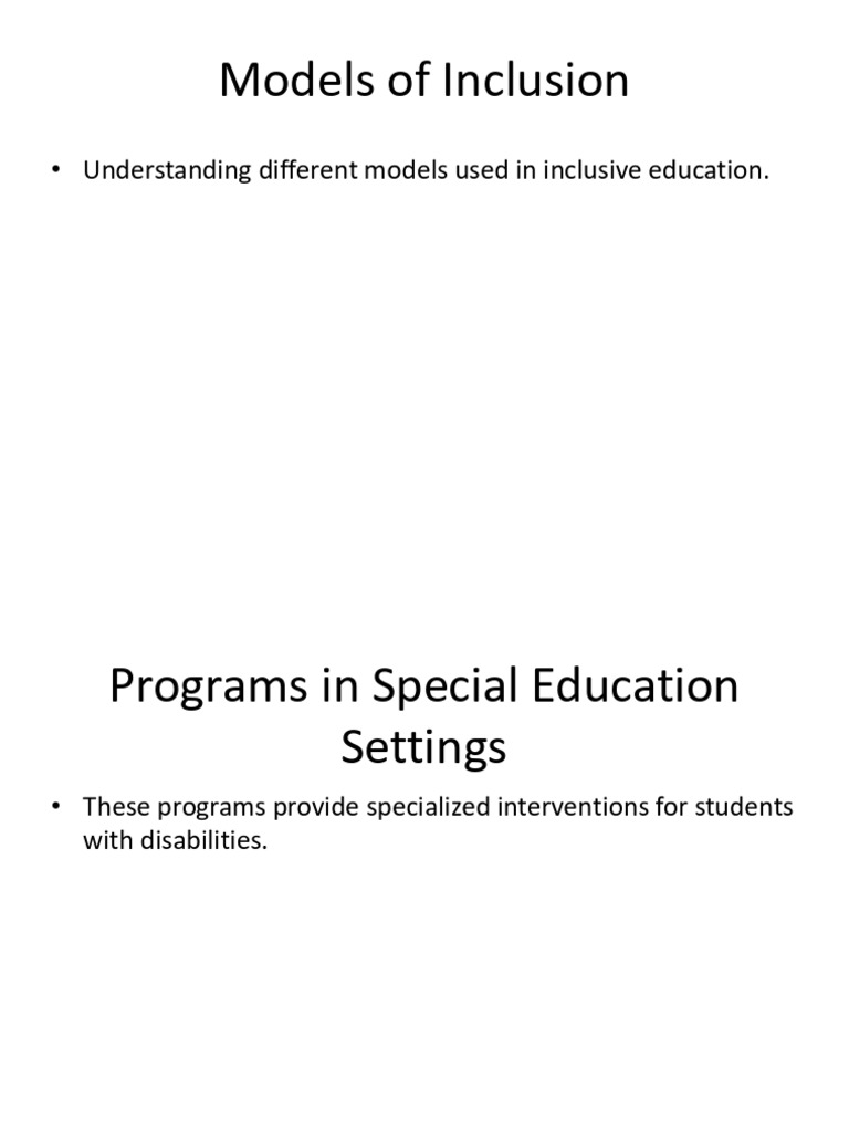 Inclusive Education Models Explained | PDF