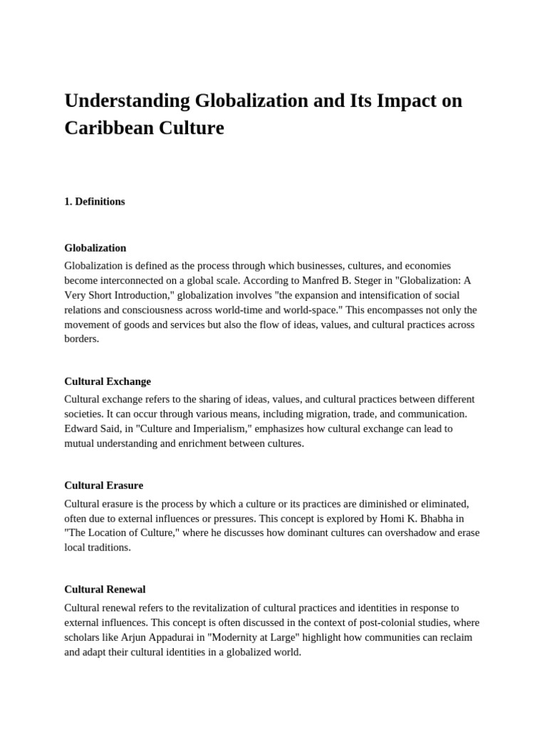 Globalization's Impact on Caribbean Culture | PDF | Globalization ...
