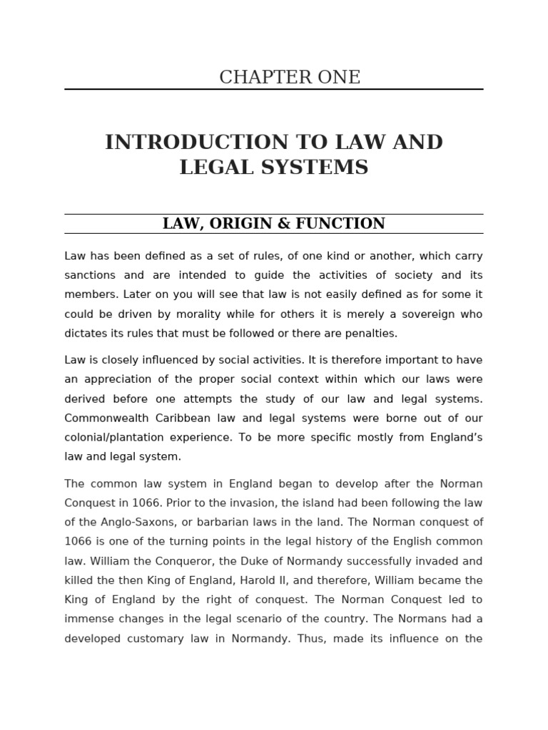 Introduction To Law and Legal Systems | PDF | Common Law | Precedent