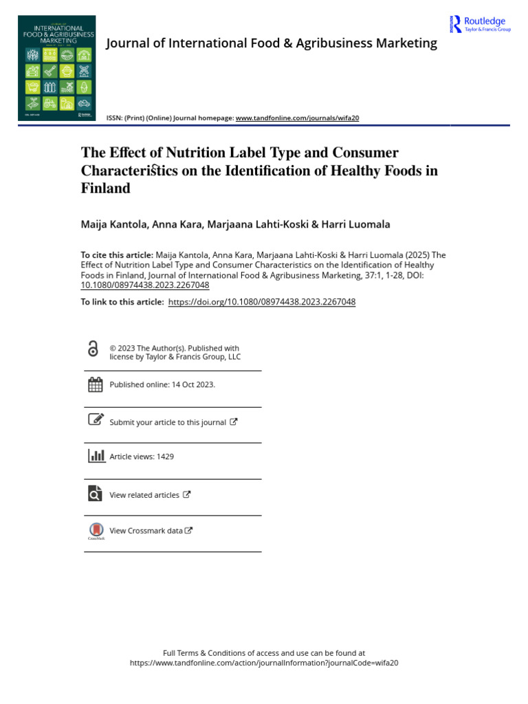 The Effect of Nutrition Label Type and Consumer Characteristics On The ...