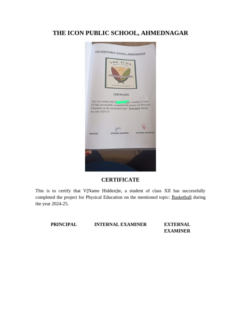Final Physical Education Certificate | PDF