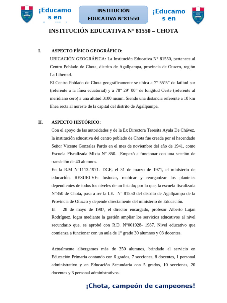 Reseña Historica - Chota | PDF | Aprendizaje