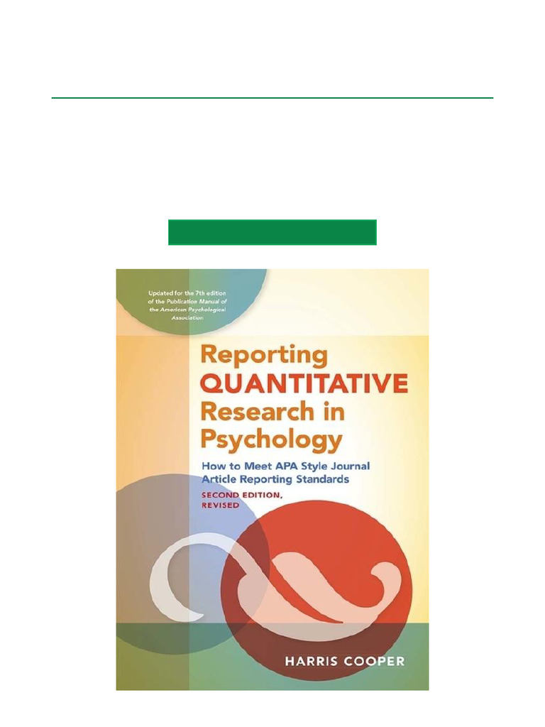 Reporting Quantitative Research in Psychology How To Meet APA Style ...