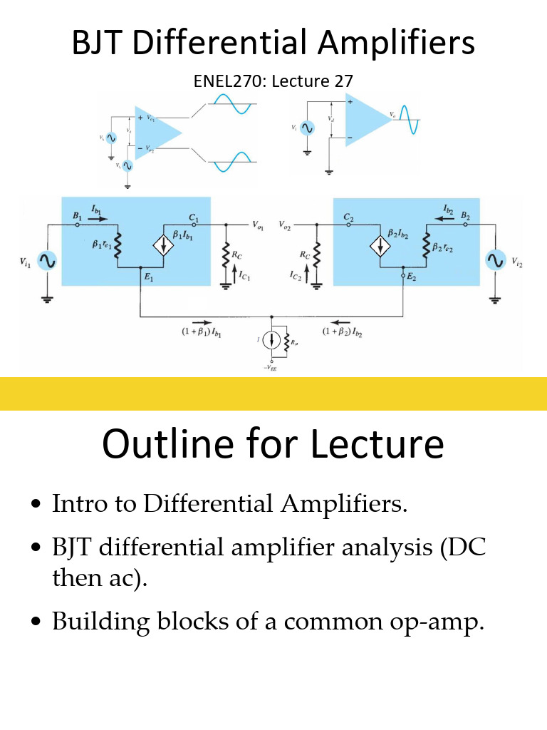 ENEL27Lect26 BJT-Differential | PDF | Amplifier | Bipolar Junction Transistor