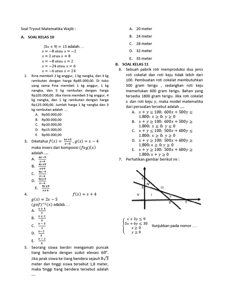 Soal Tryout Matematika Wajib 2025_Fix (1) | PDF