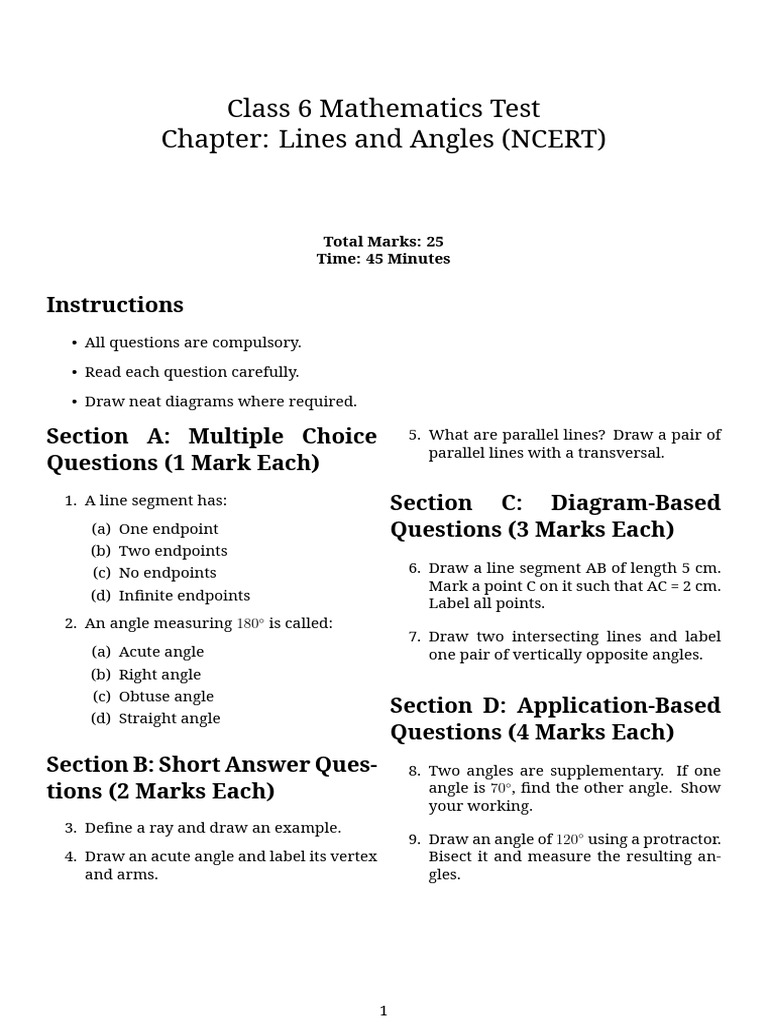 Lines and Angles | PDF