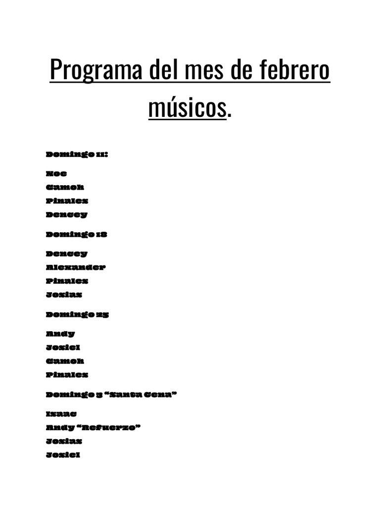 Programa músicos | PDF
