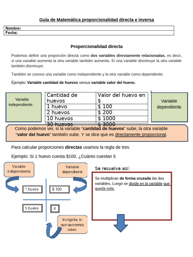 Guía de Proporcionalidad 7° Básico | PDF | Matemáticas