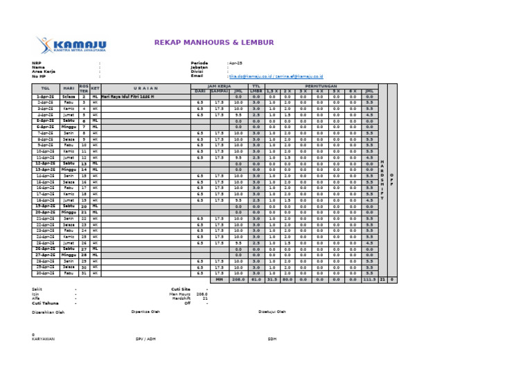 Format Lemburan April 2025 - 1 | PDF