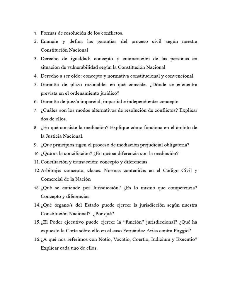 Preguntas 1er Parcial | PDF | Demanda judicial | Ley procesal