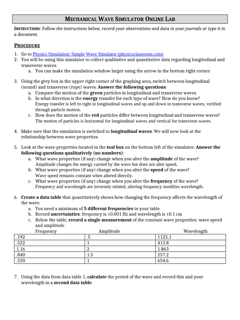 Mechanical Wave Lab Modified | PDF | Waves | Wavelength