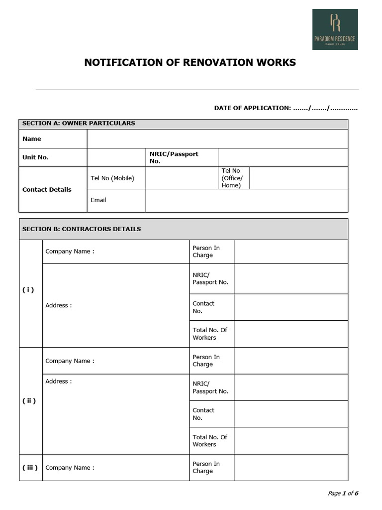 Jmb-Form C Application For Renovation (Unit) Final JMB | PDF | Payments ...