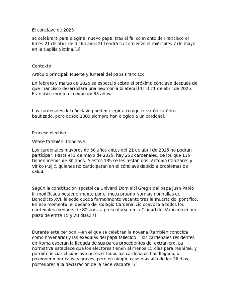 El Cónclave de 2025 | PDF | Papa Francisco | Papa