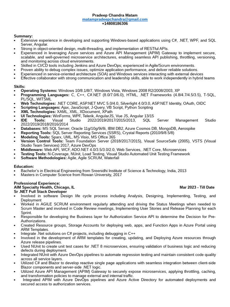 Pradeep Chandra Matam Draft Angular APIM | PDF | Ajax (Programming) | J Query