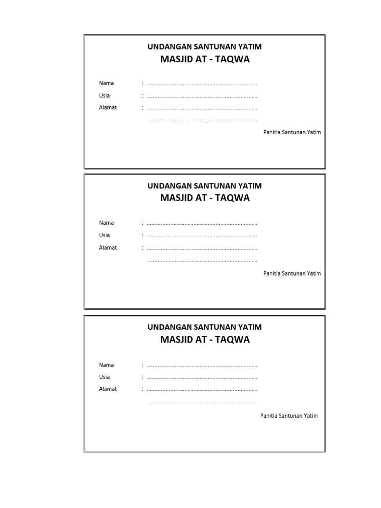 Undangan Yatim DKM | PDF