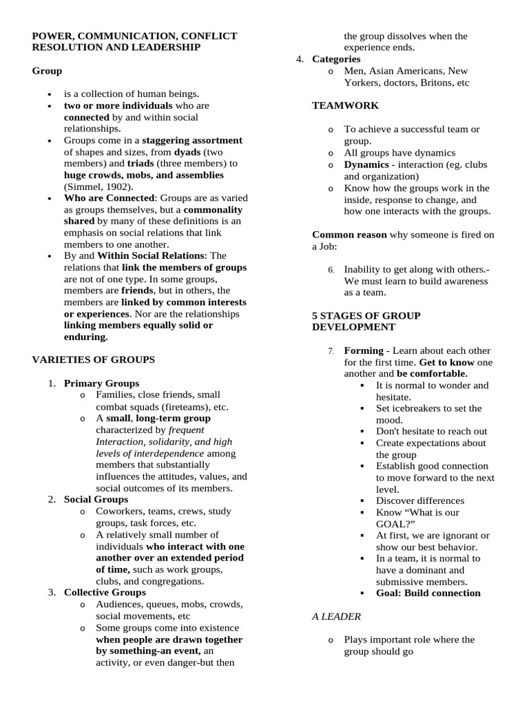 Group Dynamics Midterm Reviewer | PDF | Psychology | Social Psychology