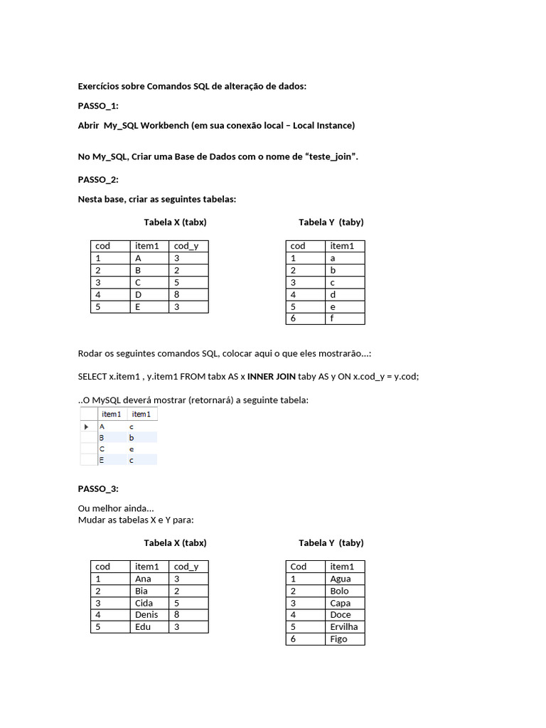 Exercícios SQL Comando JOIN | PDF | Bancos de dados | SQL