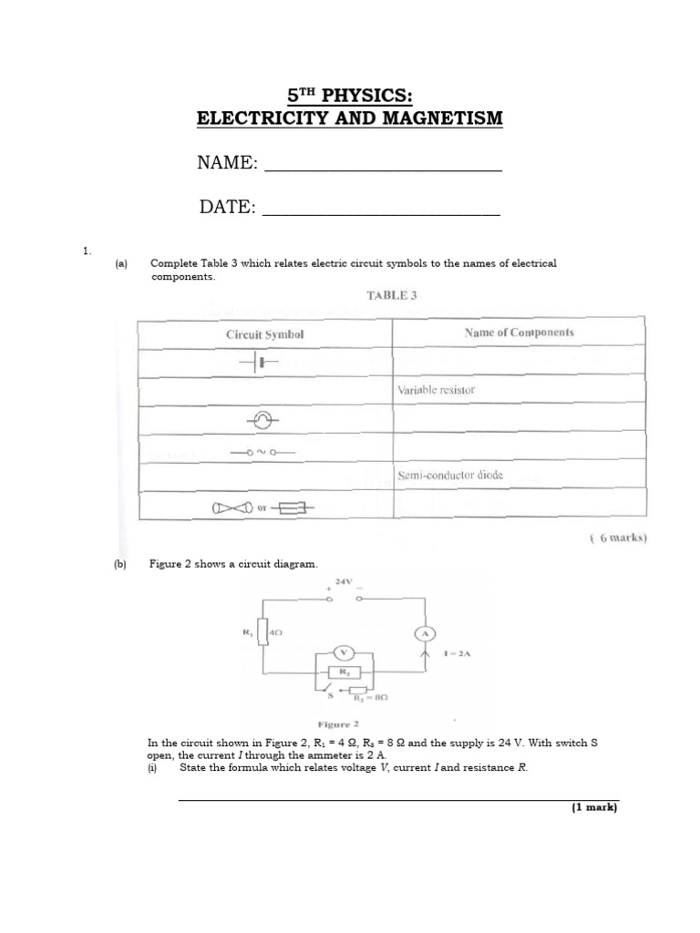 5TH PHYS Electricity and Magnetism | PDF | Electric Current | Voltage