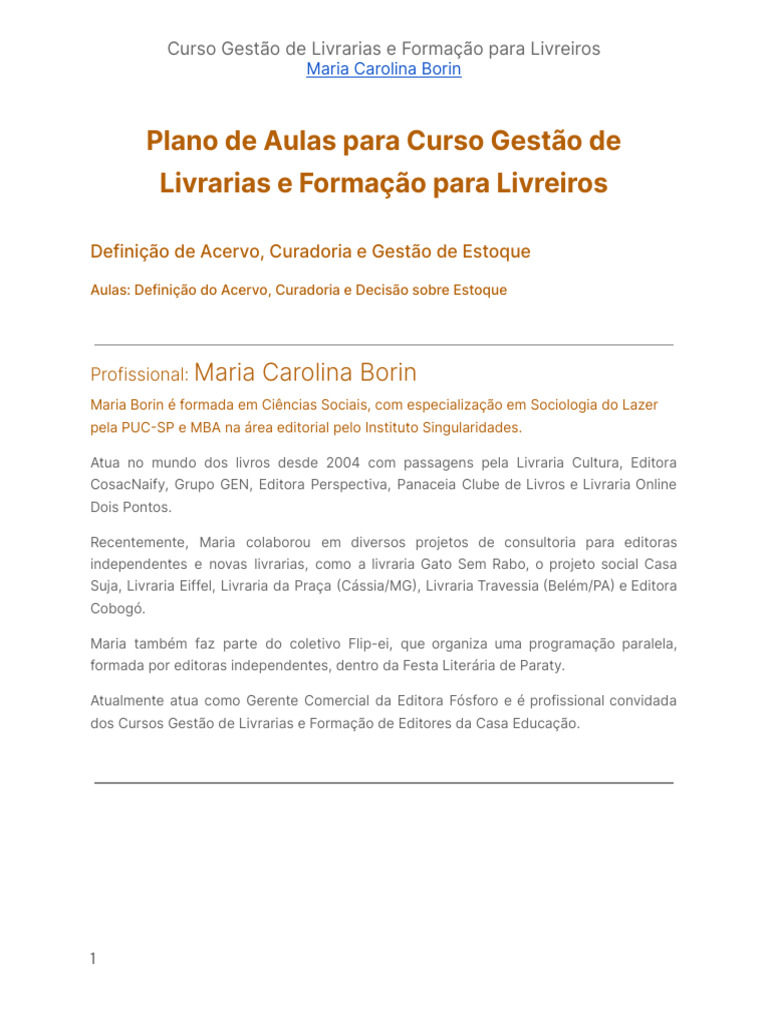 Material Complementar Aulas 10, 11 e 13 - Plano de Aulas - DefiniÃ Ã o de Acervo & Estoque | PDF ...