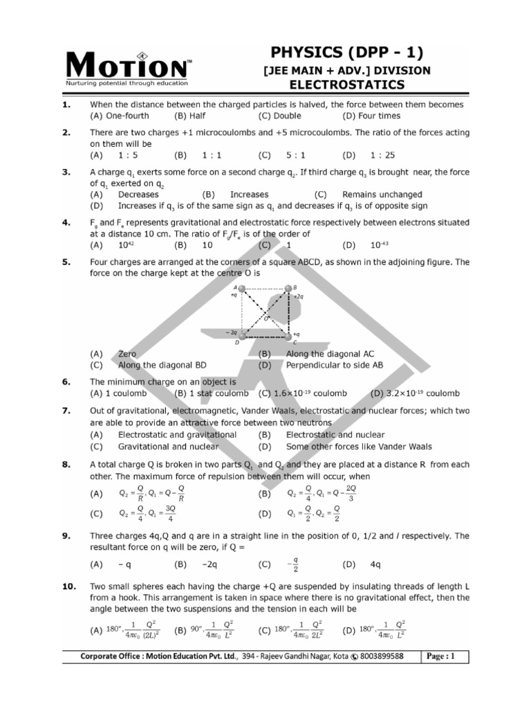 Electrostatics 1 DPP | PDF