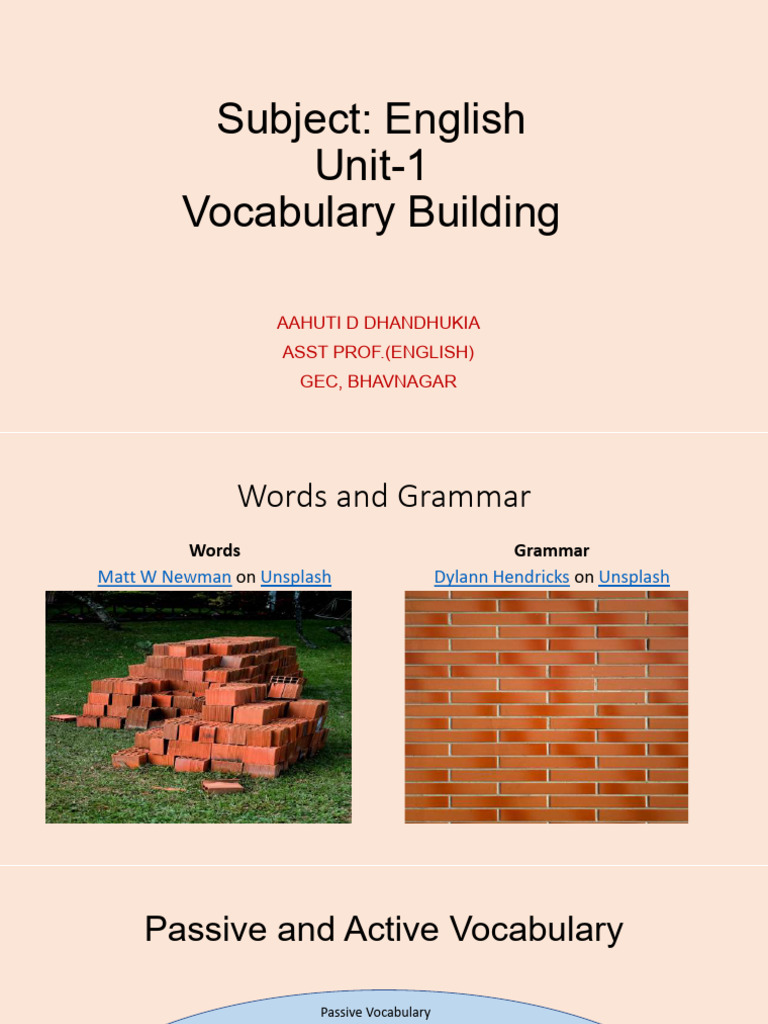 English - Unit-1 Vocabulary Building-1 | PDF | Linguistics | Linguistic ...
