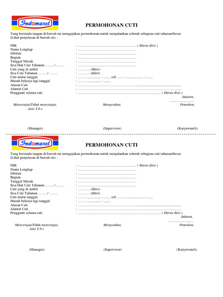 Form Cuti IDM | PDF