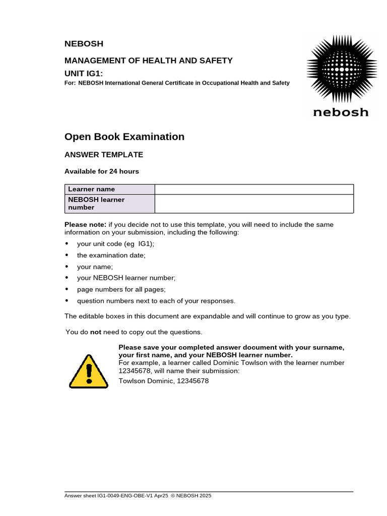IG1 0049 ENG OBE Answer Sheet V1 | PDF