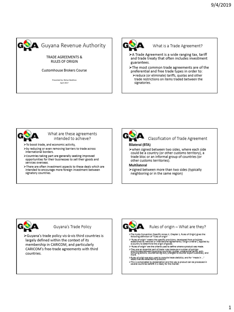 OA Customs Brokers Presentation - Trade Agreements & Origin | PDF ...