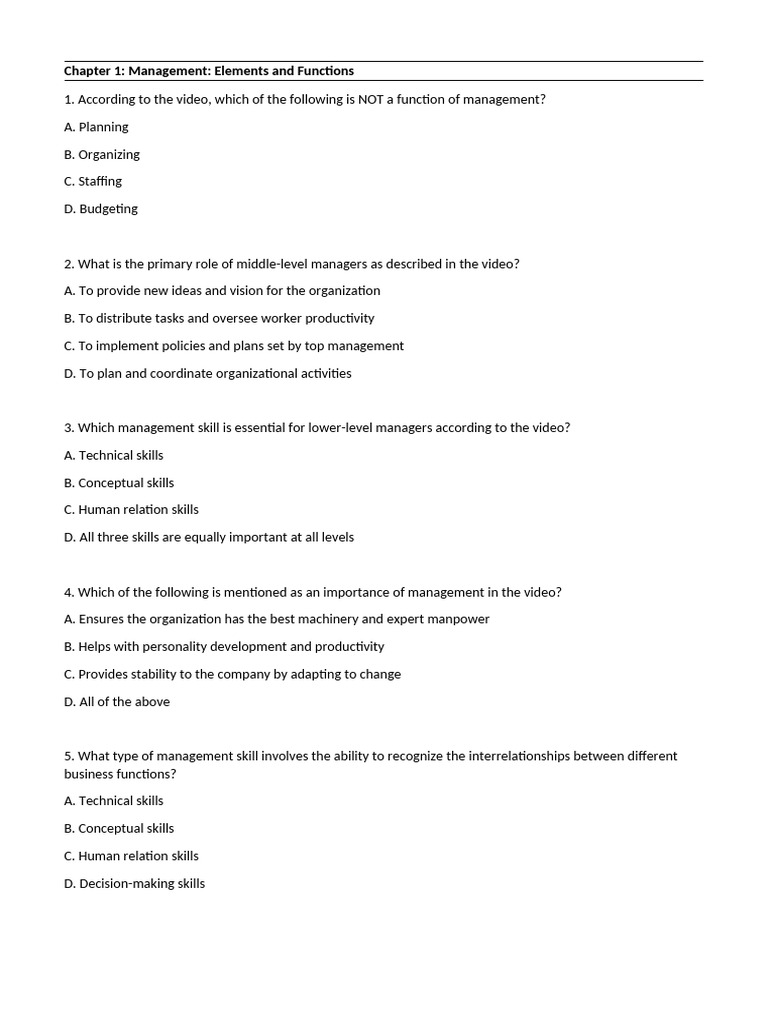 Chapter 1 MCQ Questions | PDF