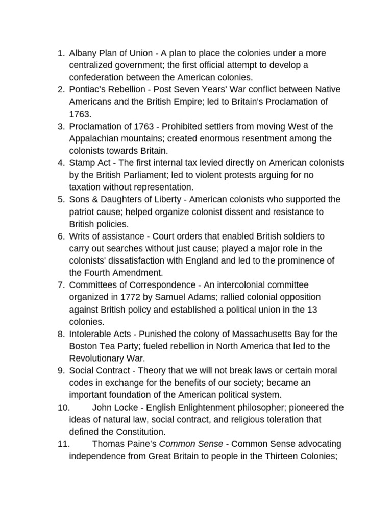 Unit 3 Historical IDs APUSH | PDF | Thirteen Colonies | Kingdom Of ...