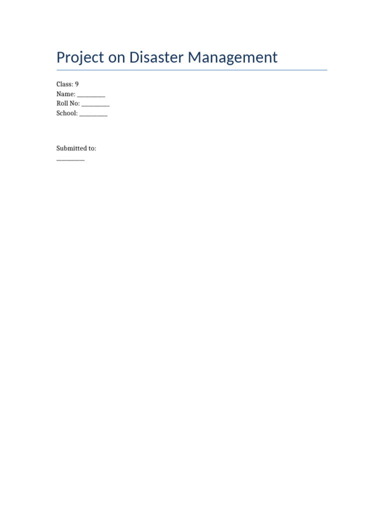 Class 9 Disaster Management Project | PDF | Natural Disasters ...