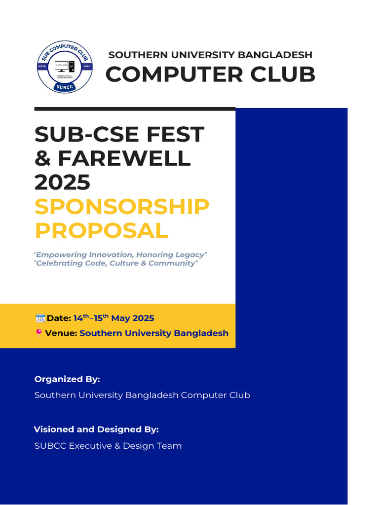 SUB-CSE Fest & Farewell 2025 Sponsorship Proposal | PDF | Sponsor (Commercial)