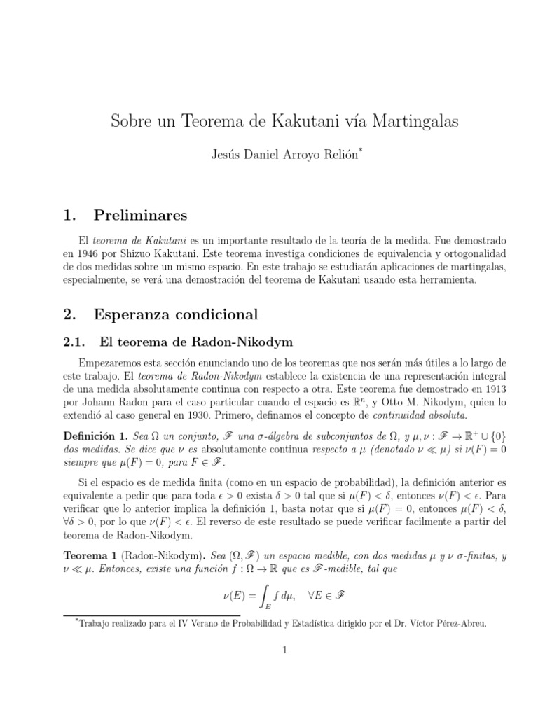 Teorema de Kakutani y Martingalas | PDF | Secuencia | Objetos matemáticos